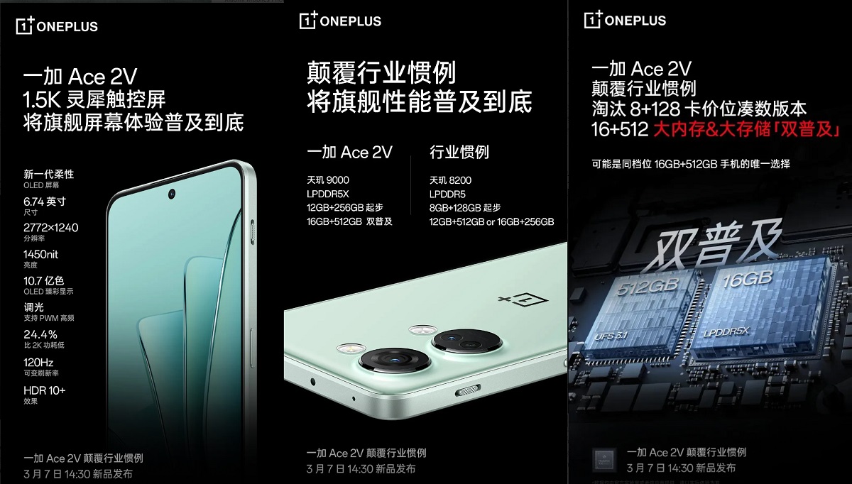 OnePlus Ace 2V Specs, Features Leaked: Posters Confirm 16 GB RAM, Dimensity 9000 SoC - Gizbot News